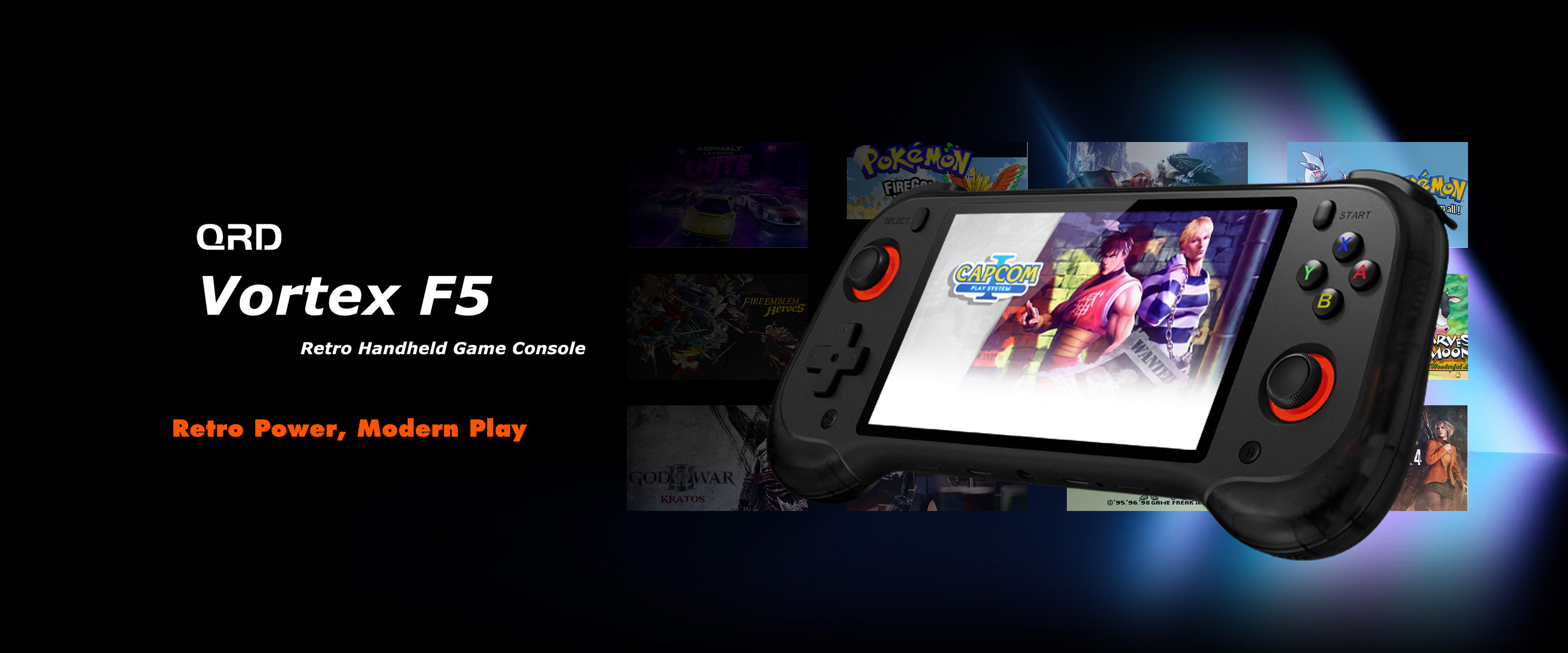 QRD Vortex F5 Retro Handheld Game Console – HD Screen, Hall Effect ...