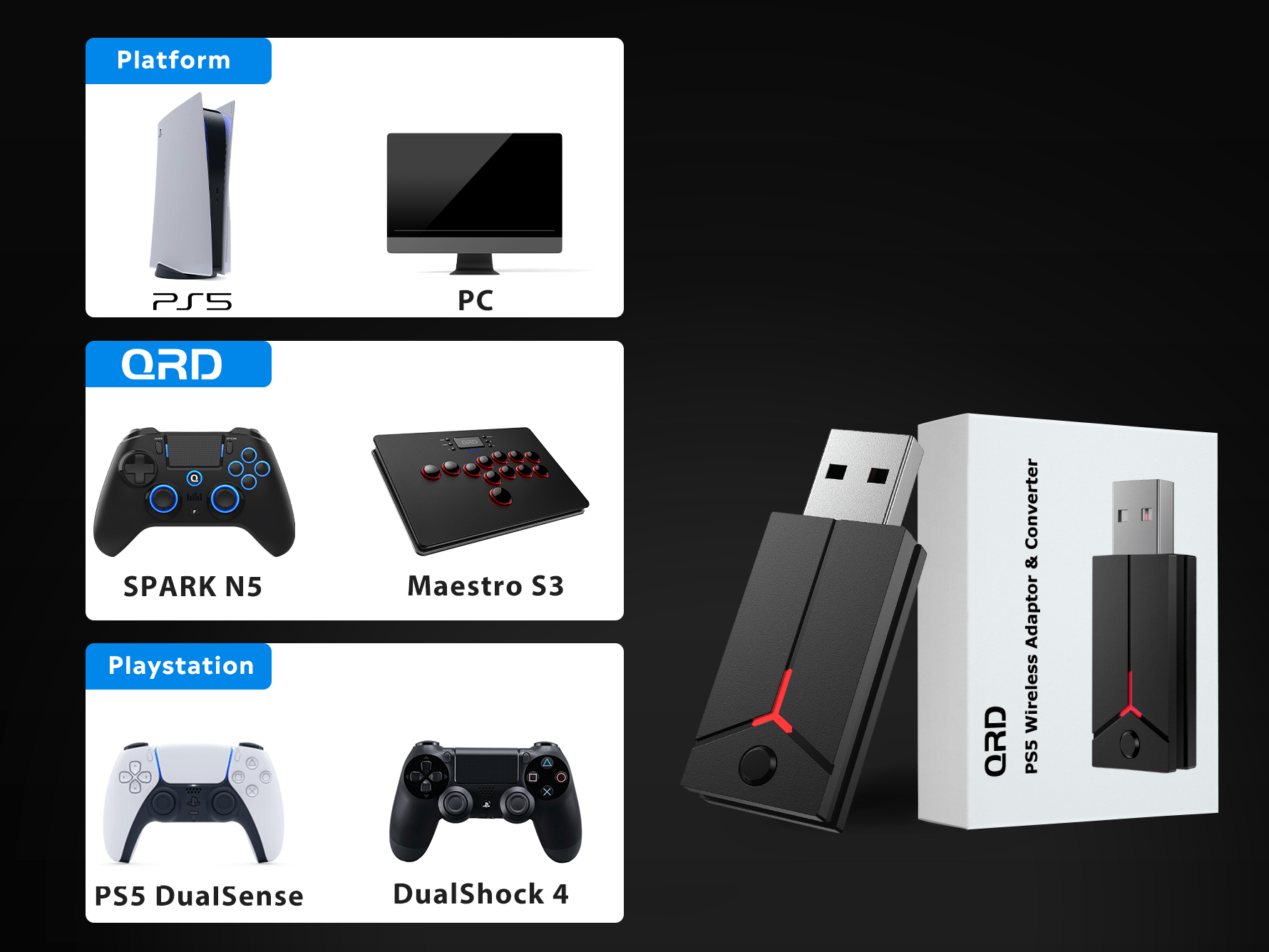 QRD BLACKPILL PS5 Wireless Adaptor and Converter – QrdGame