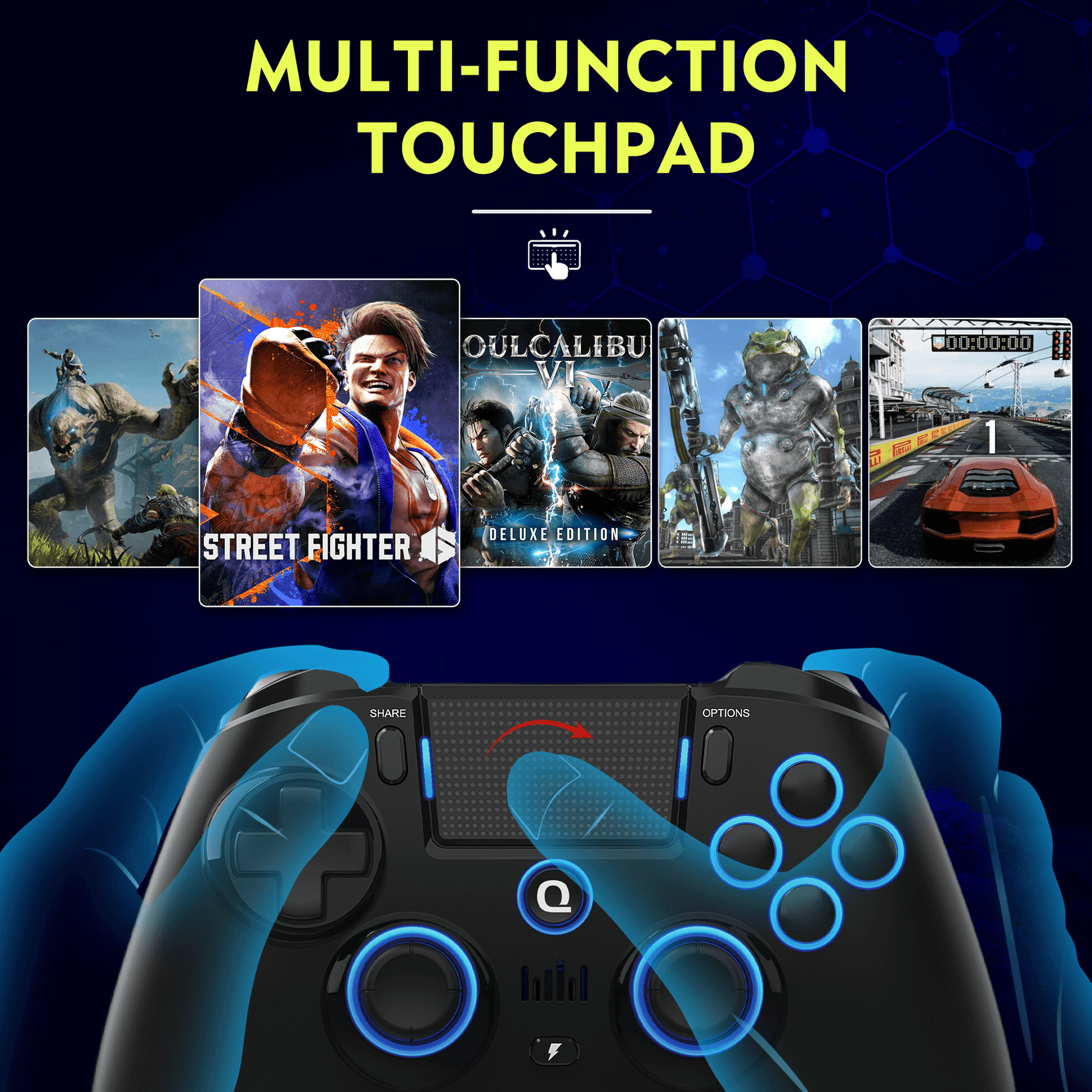 QRD Spark N5 wireless PS5/PS4/PS3 controller with Hall-effect joystick ...
